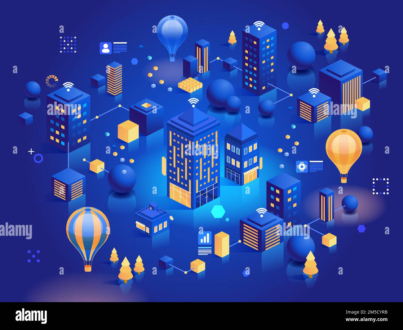 Isometric vector concept of smart city or intelligent building ...