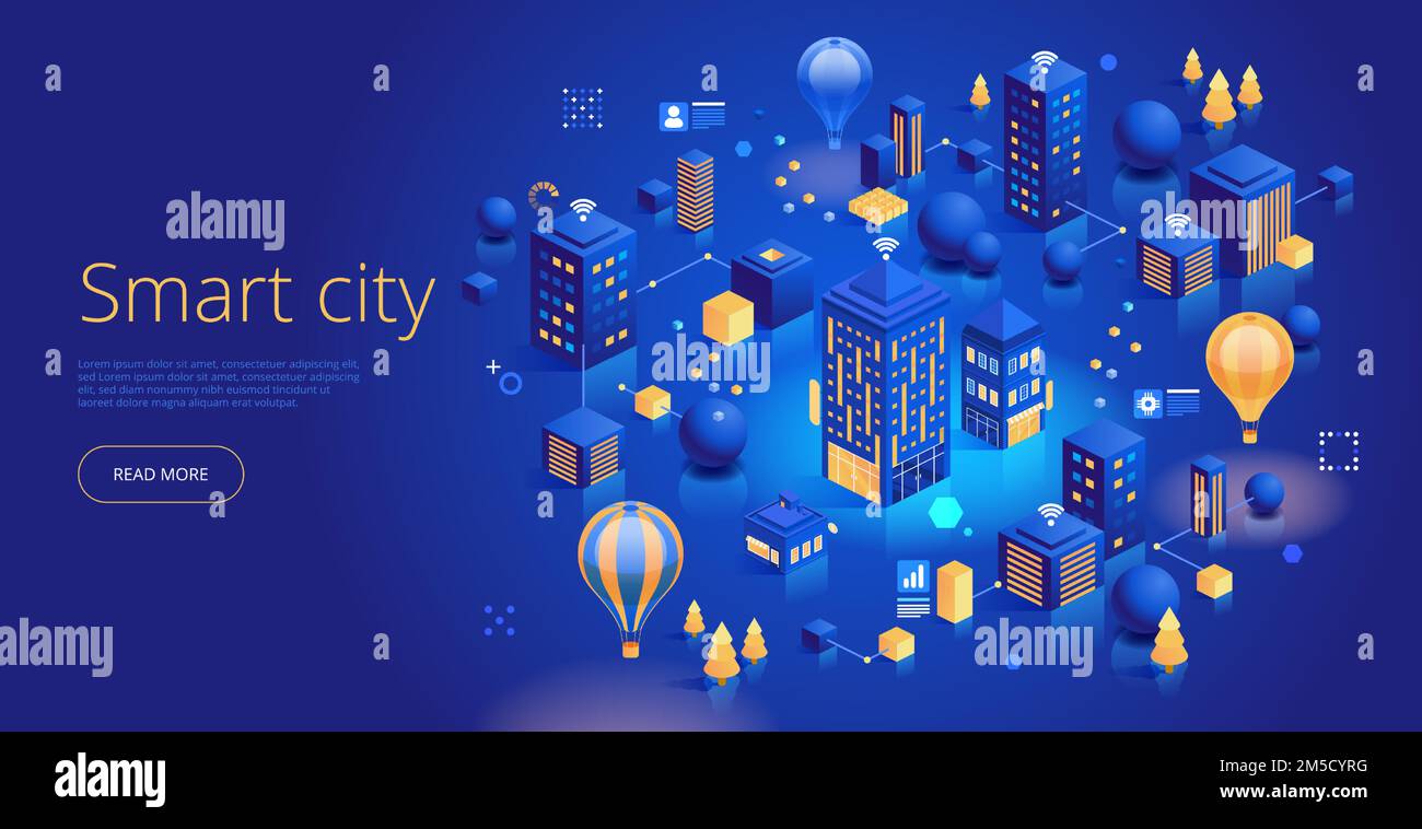 Isometric vector concept of smart city or intelligent building ...