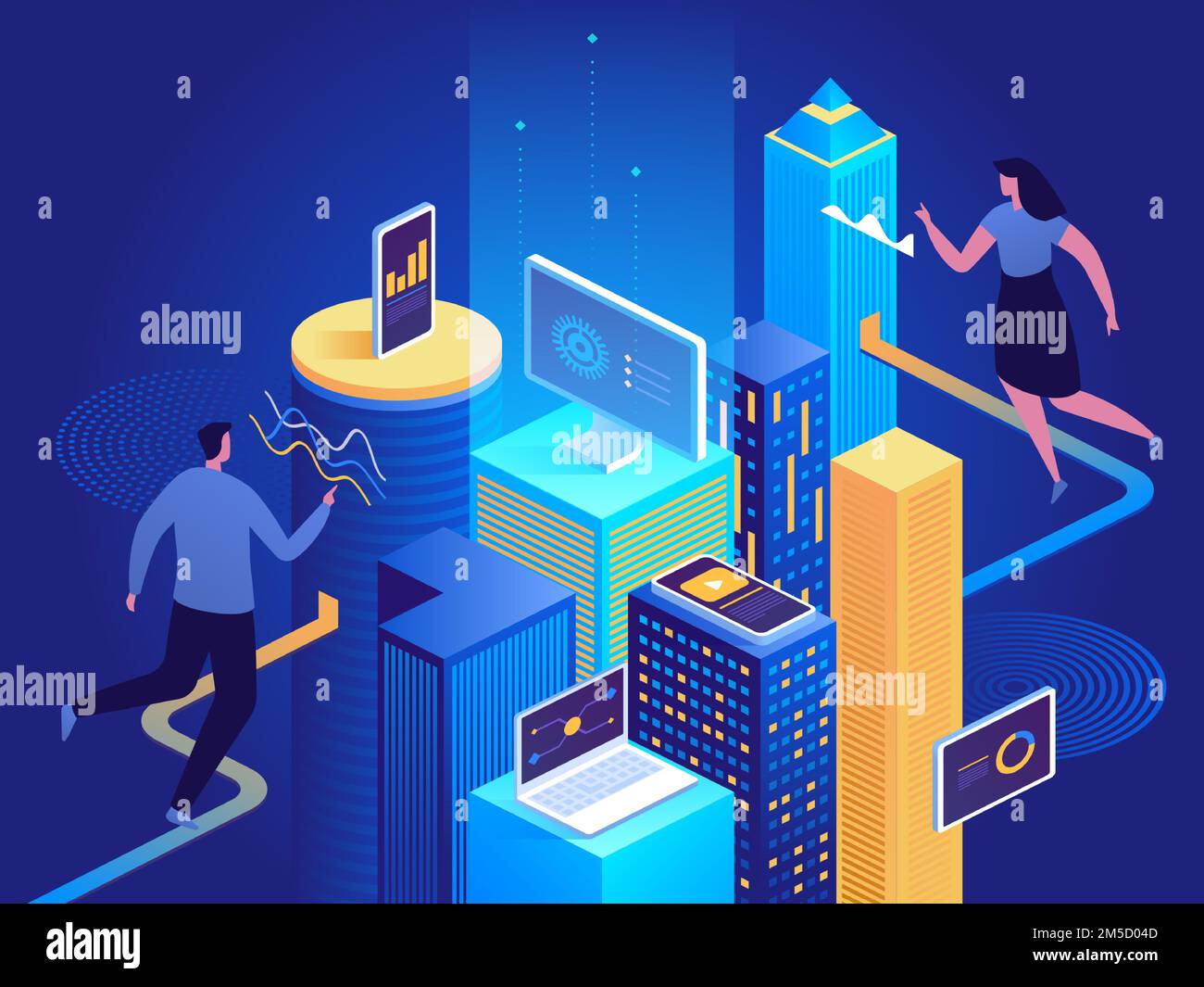Isometric vector concept of smart city or intelligent building ...