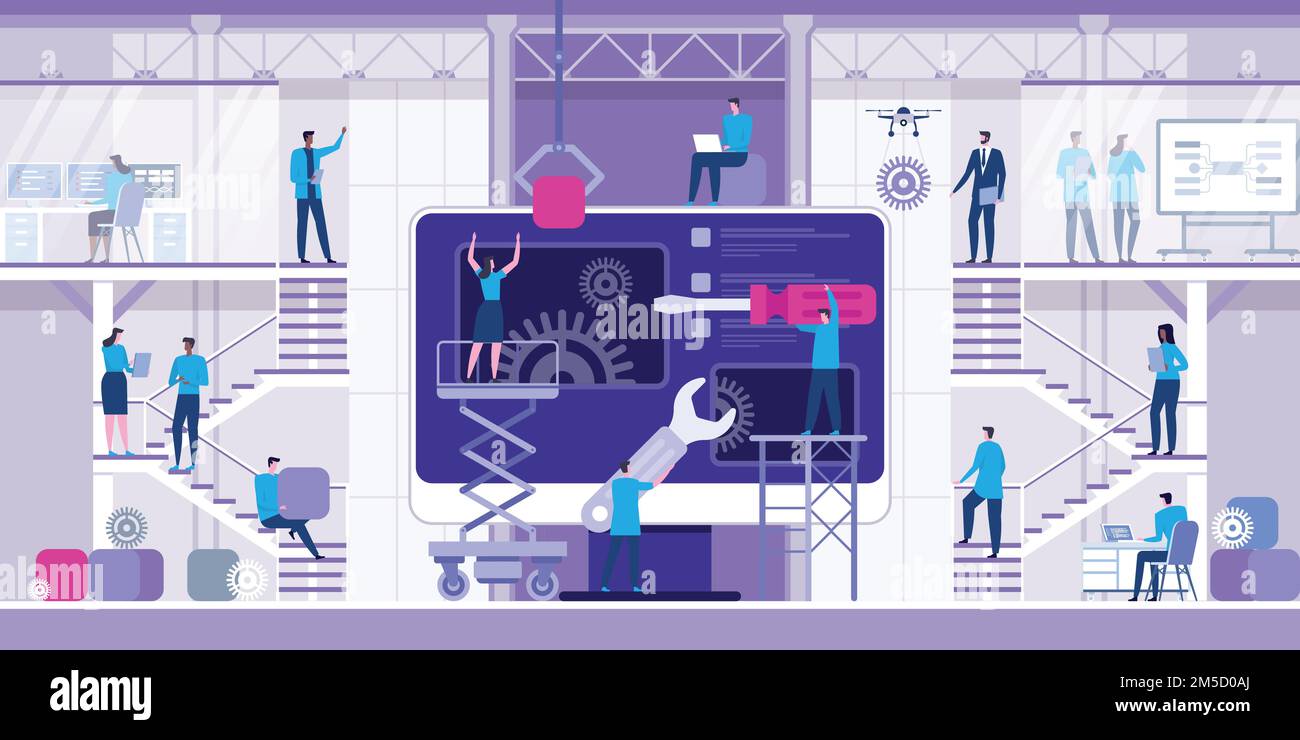 Web development and coding. Young design team of web developers build a ...