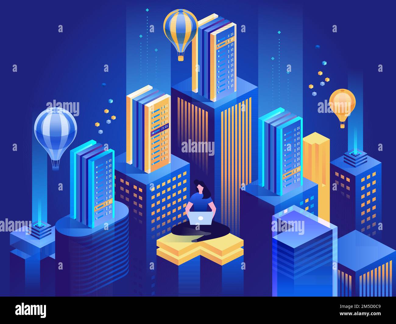 Technology internet and business isometric concept. Computing and ...