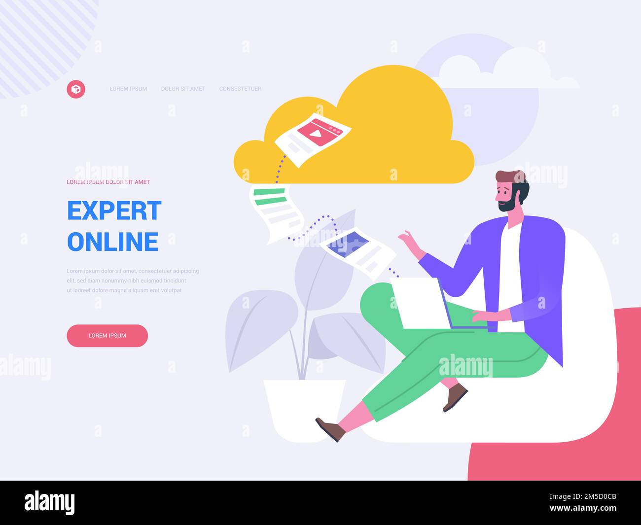 Expert online landing page vector template. E learning website homepage ...