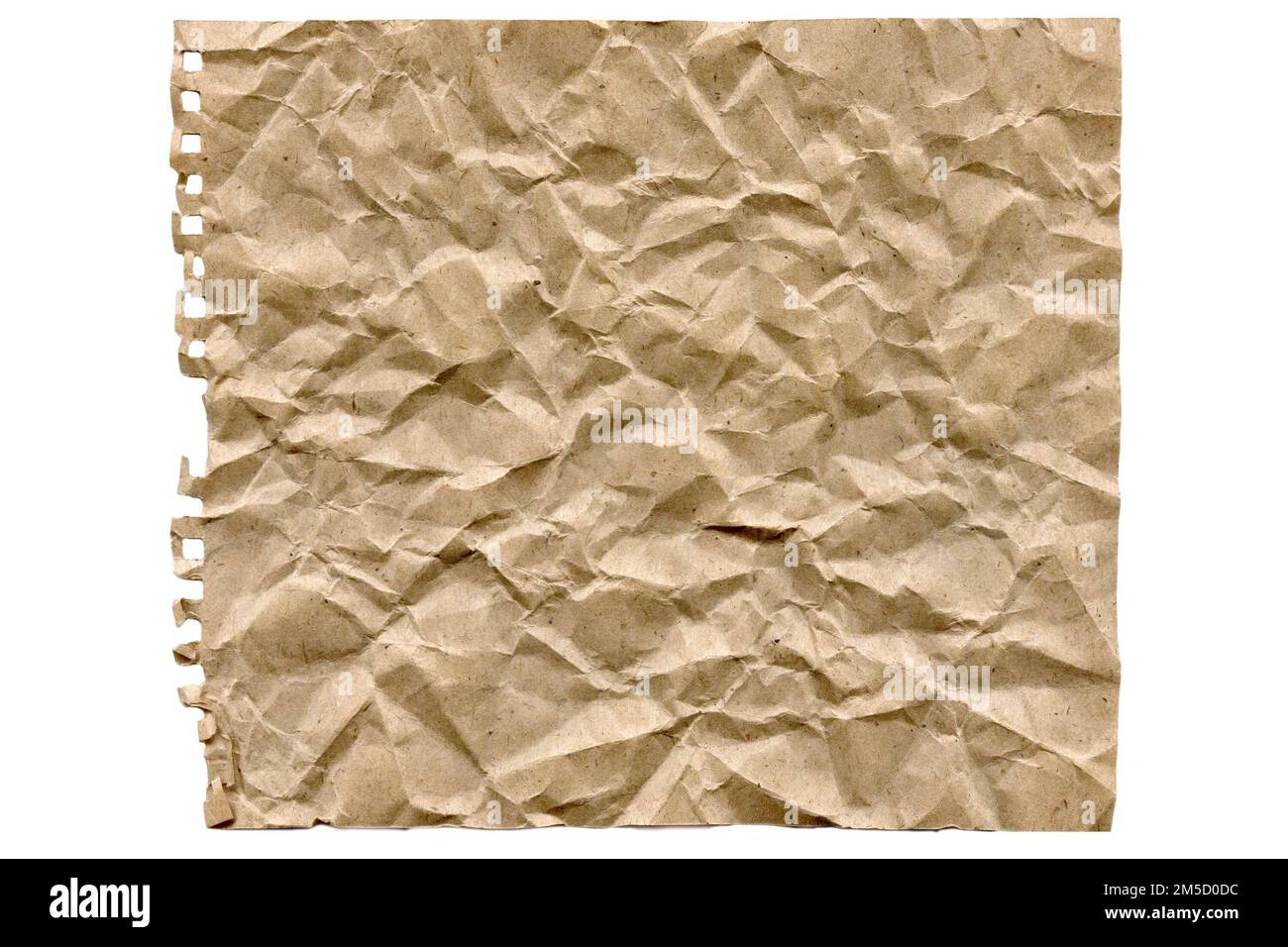 Crumpled kraft paper sheet torn from notebook Stock Photo - Alamy