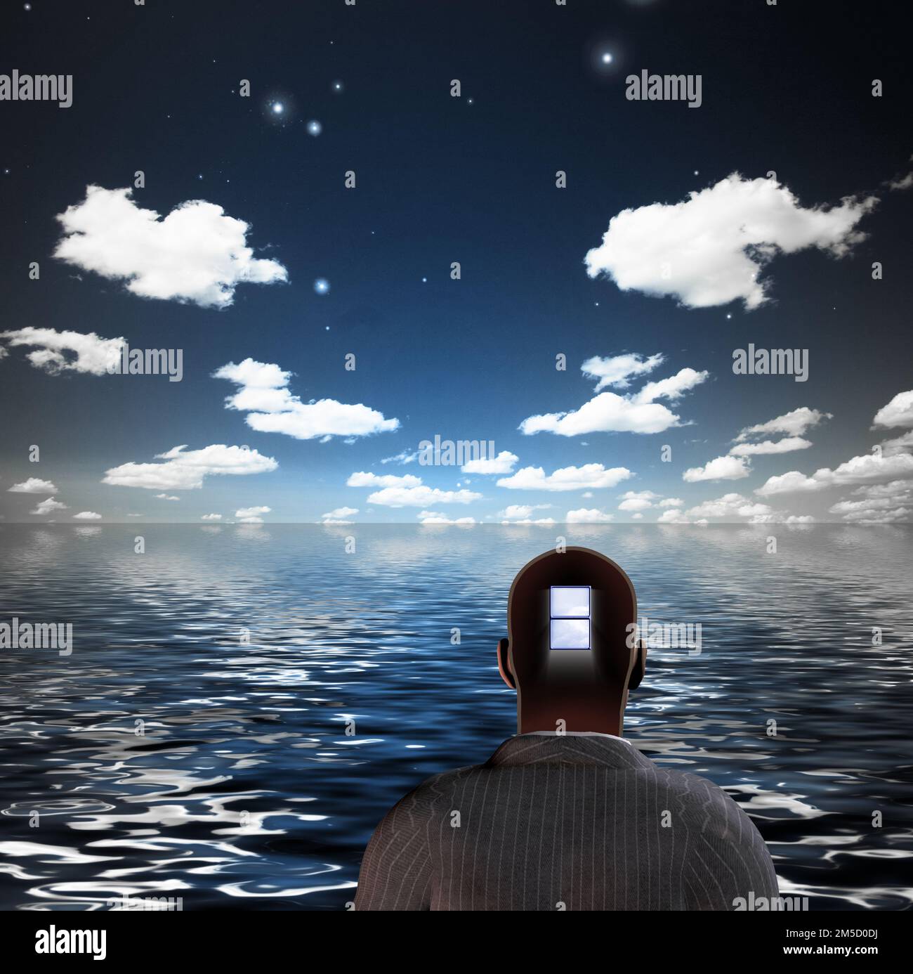 Open window in head. 3D rendering Stock Photo - Alamy