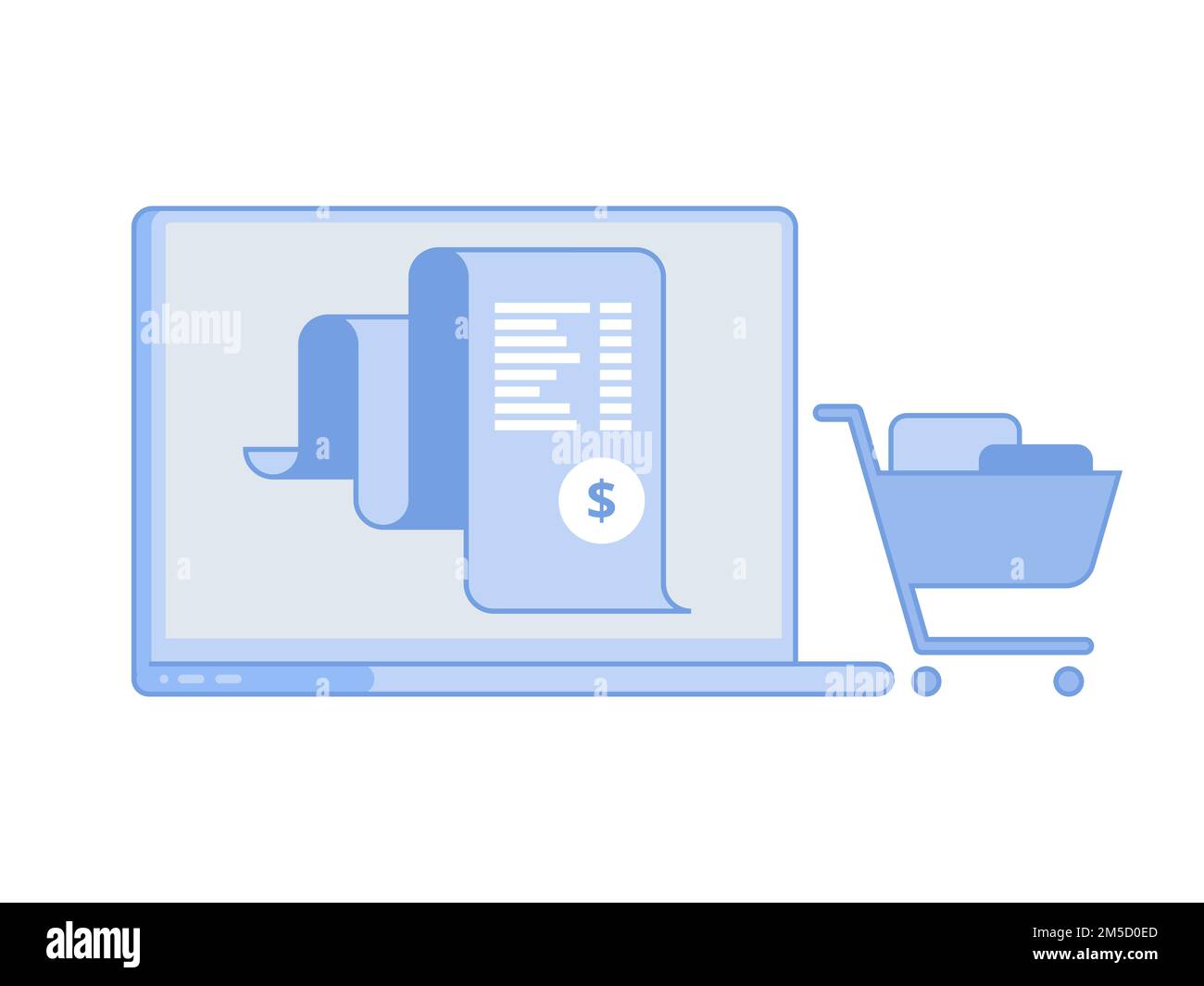 Electron bill, billing system online payment, finance report concept, laptop vector flat icon ...