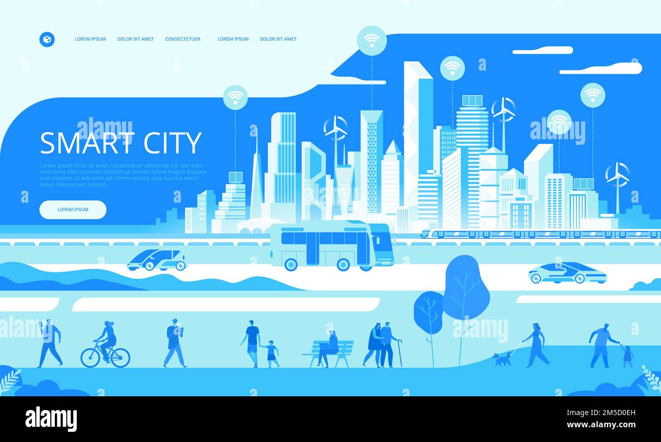 Urban landscape with infographic elements. Smart city. Modern city ...