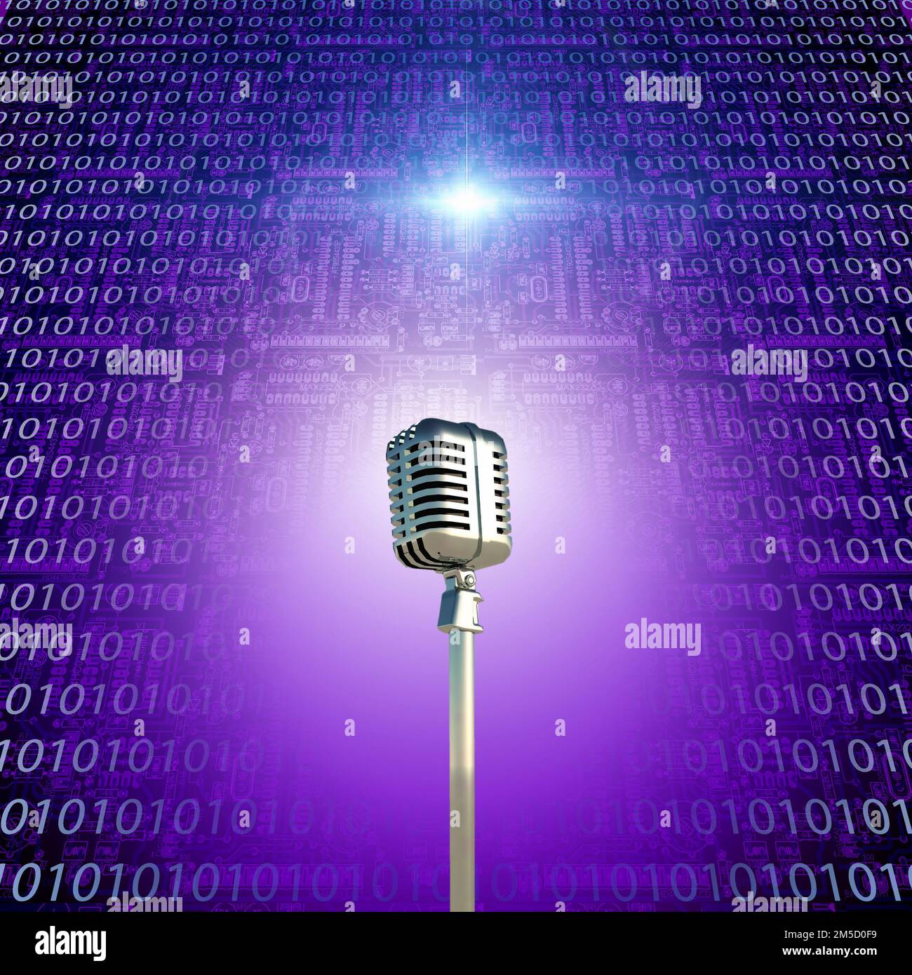 Vintage microphone and binary code. 3D rendering Stock Photo - Alamy