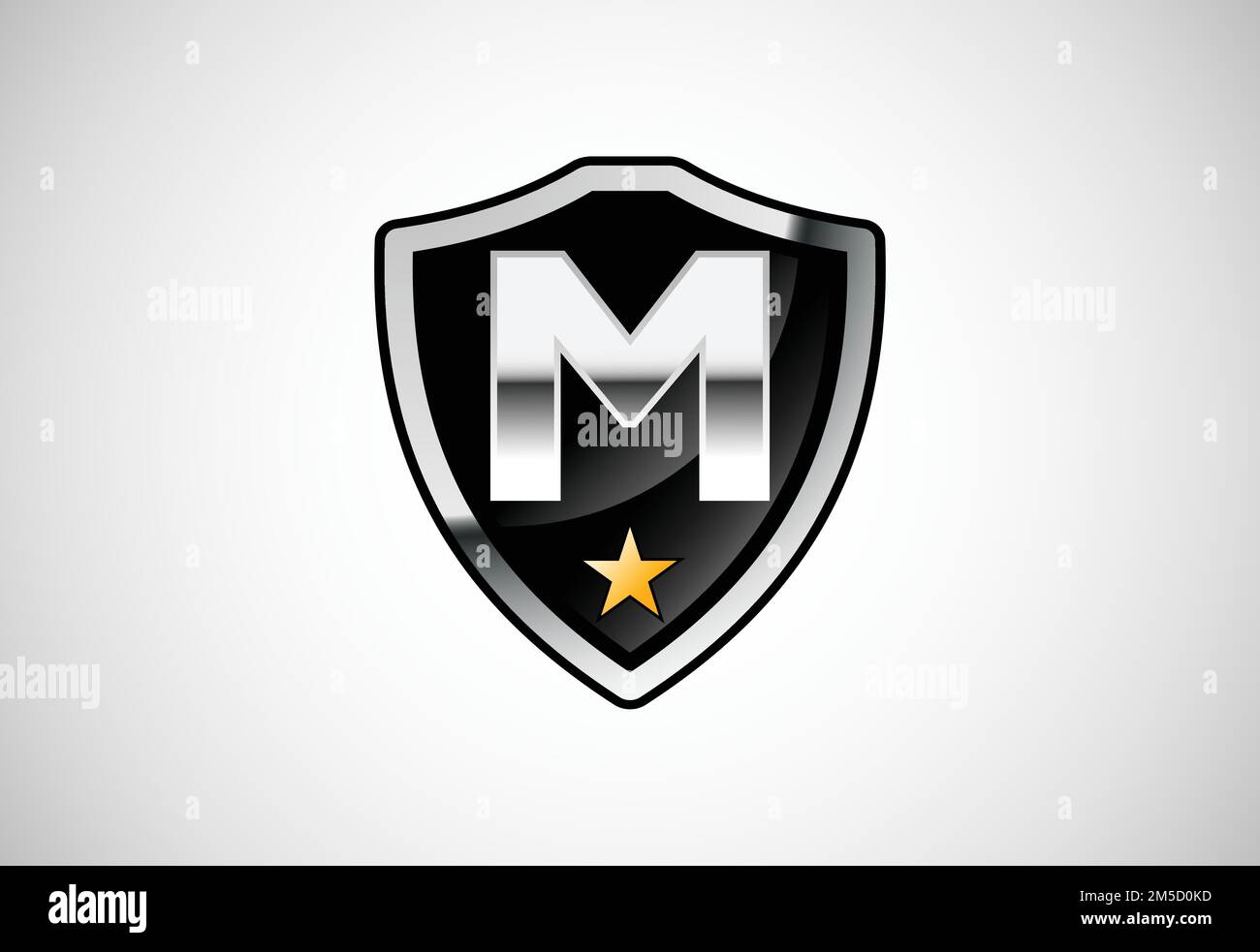 Initial letter M with shield icon logo design vector illustration. Shield with monogram alphabet ...
