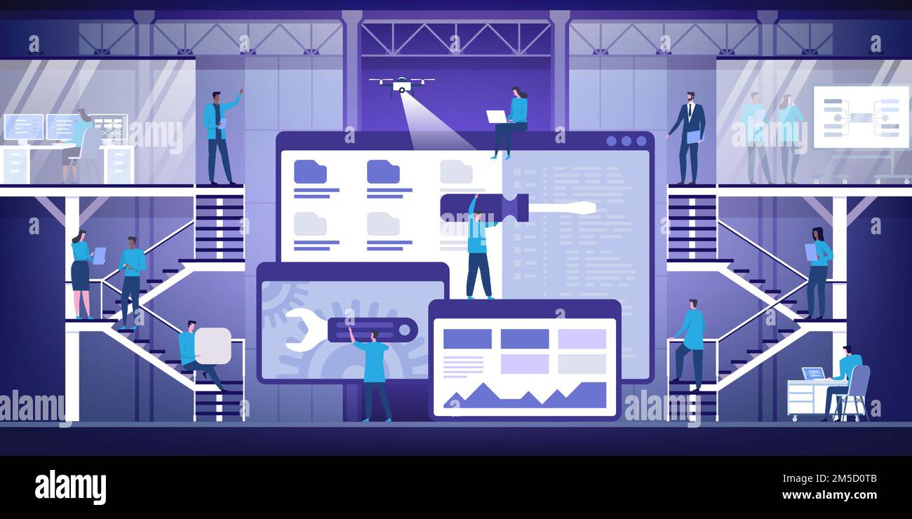 Web development. Modern vector illustration flat concept decorated ...