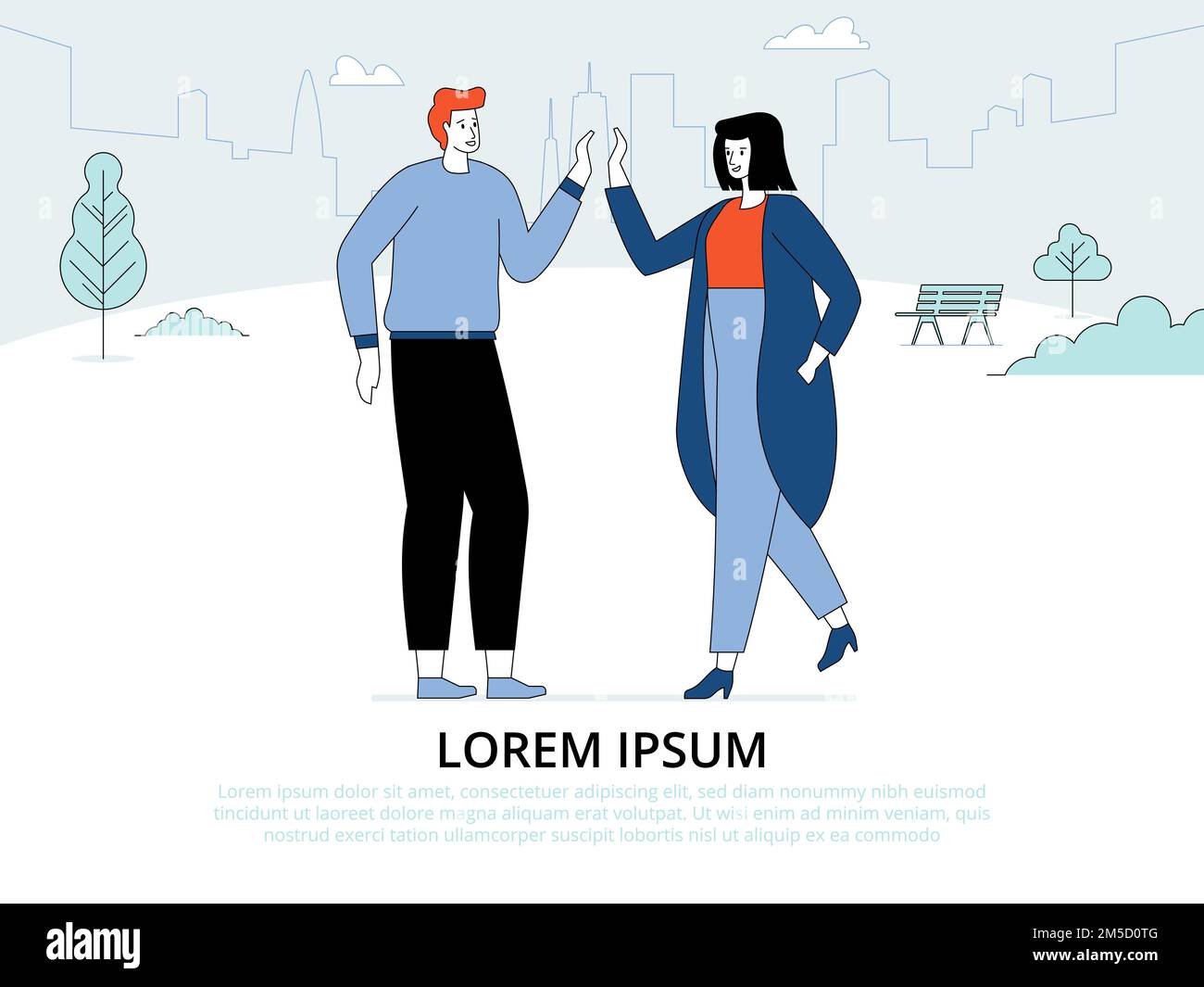 Informal greeting flat banner vector template. Cheerful friends buddies ...