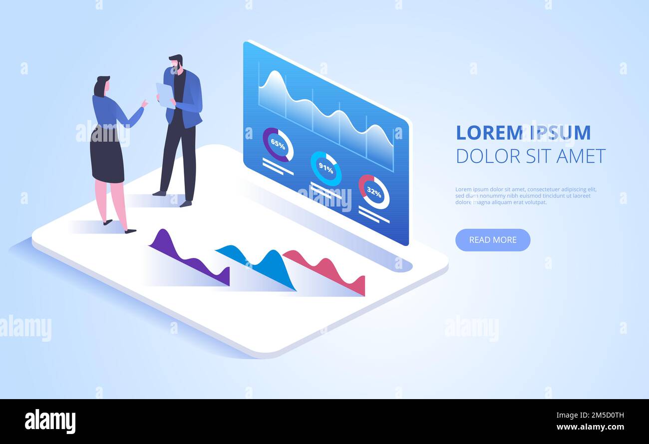 Statistical analysis landing page vector template. Analytical company ...