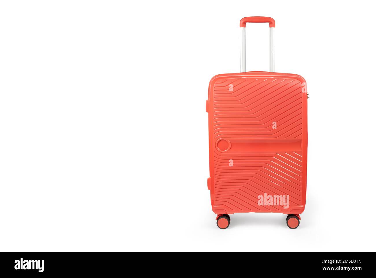 Suitcase isolated on white. Red, fashionable travel suitcase on white ...