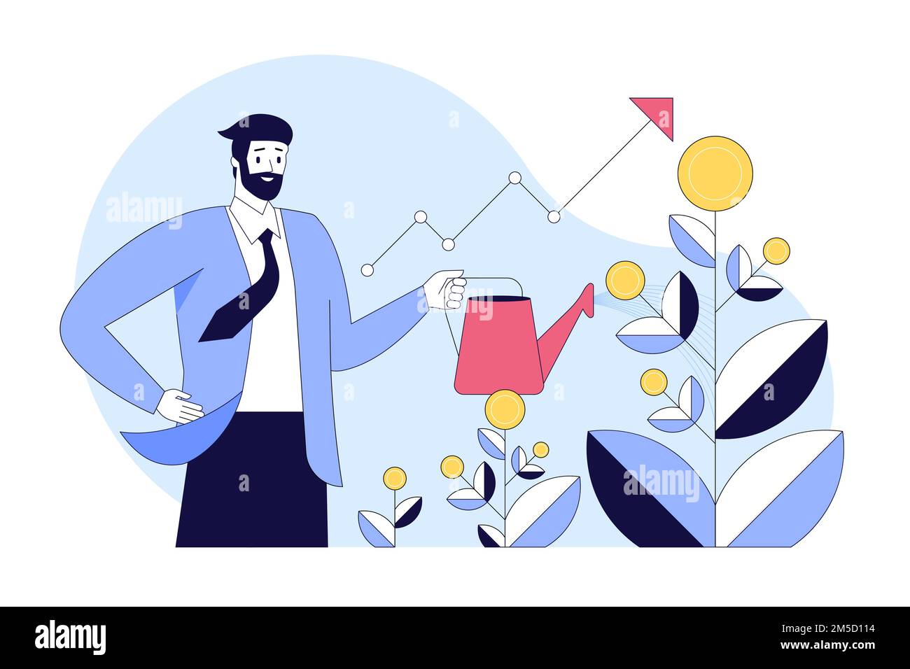 Investment and finance growth business concept. Businessman watering ...