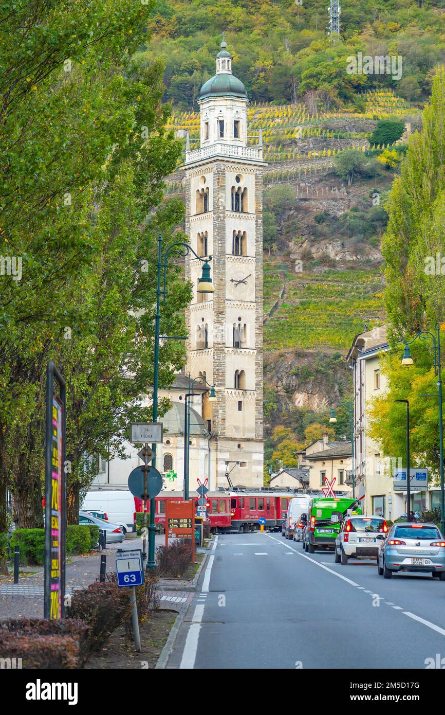 TIRANO,ITALY - OCTOBER 28,2022: View to the Church of Saint Martin in ...