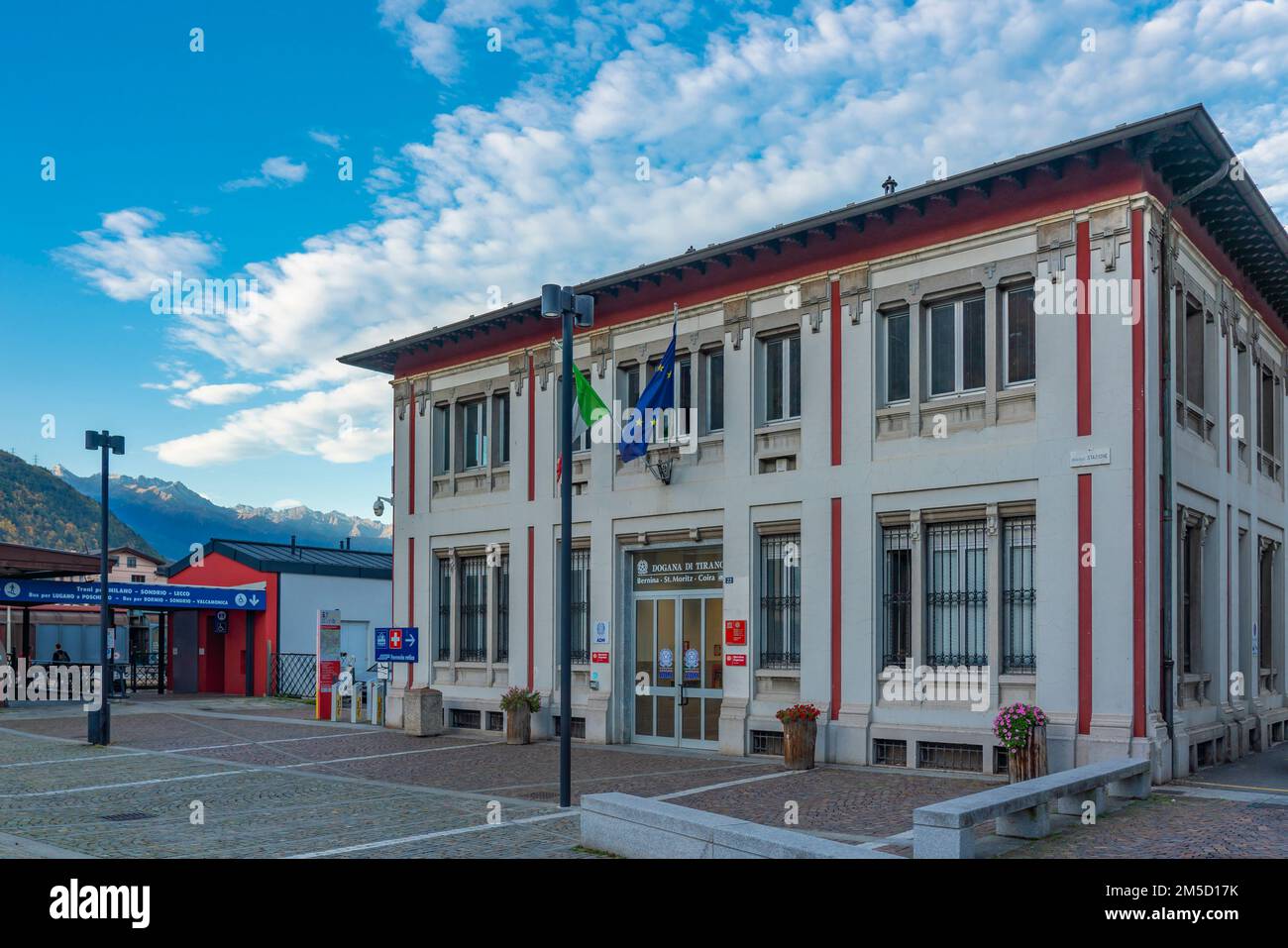 TIRANO, ITALY - OCTOBER 28,2022: Train station from Bernina express ...