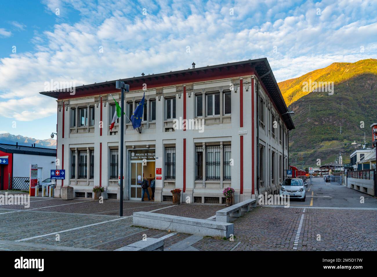 TIRANO, ITALY - OCTOBER 28,2022: Train station from Bernina express ...