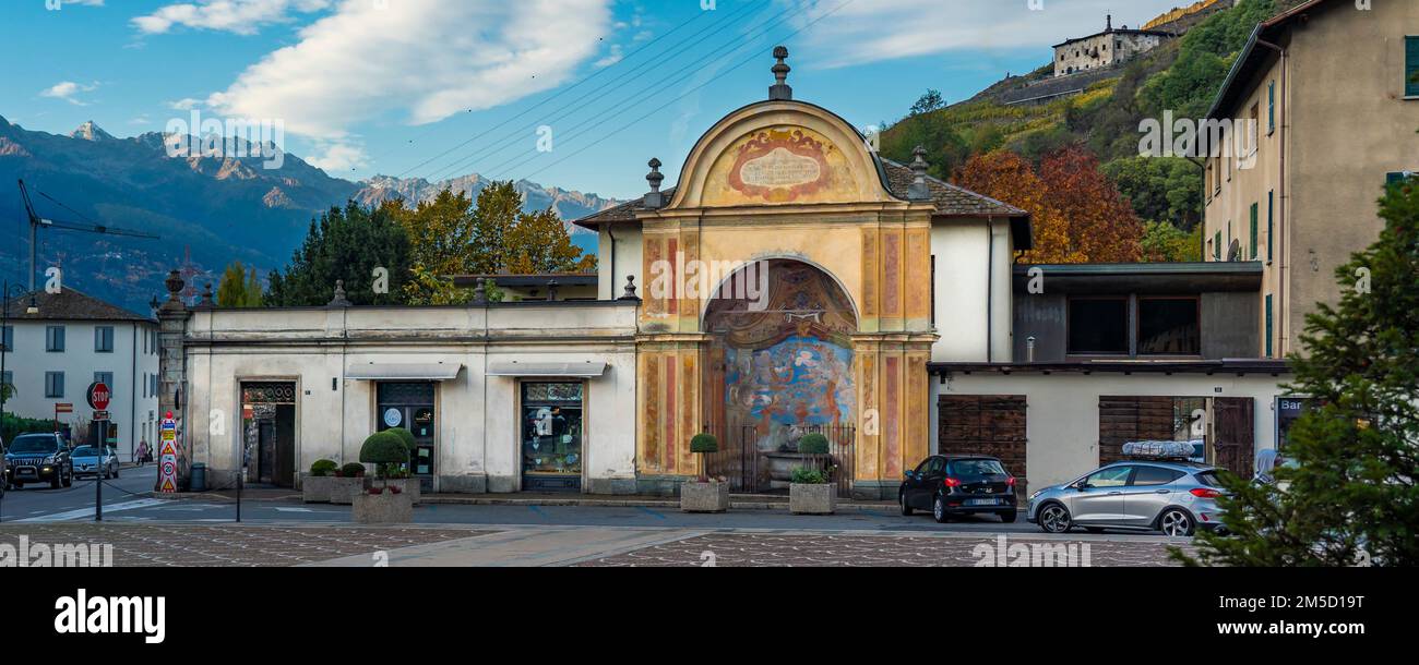 TIRANO,ITALY - OCTOBER 28,2022: Town view of Tirano, Tirano is a town ...