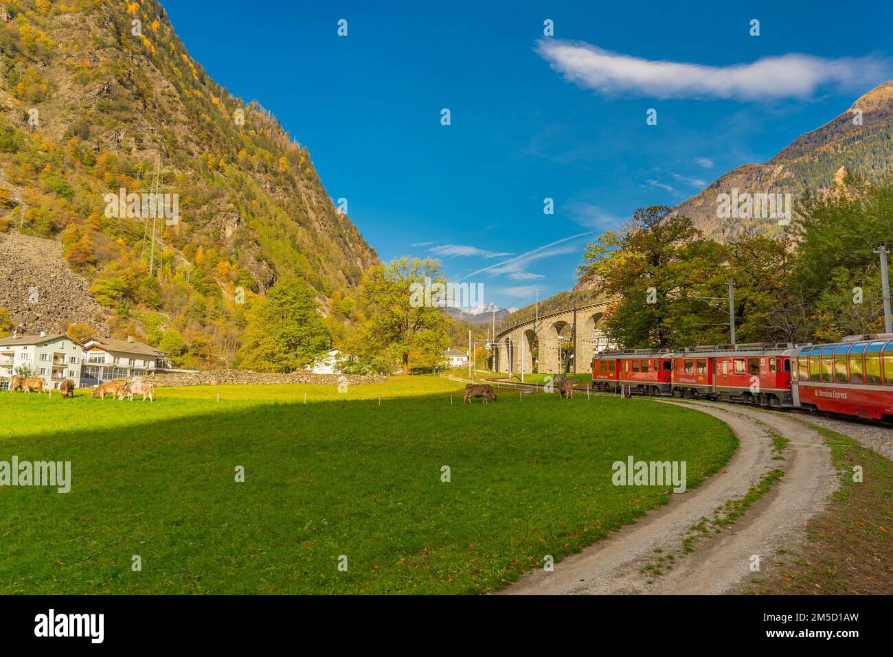 BRUSIO, SWITZERLAND - OCTOBER 28,2022: Bernina Express of Rhaetian ...