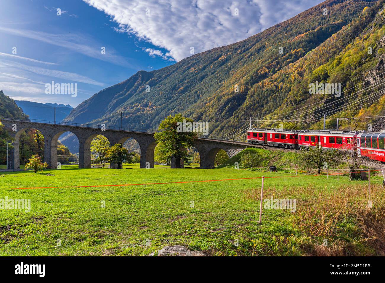 BRUSIO, SWITZERLAND - OCTOBER 28,2022: Bernina Express of Rhaetian ...
