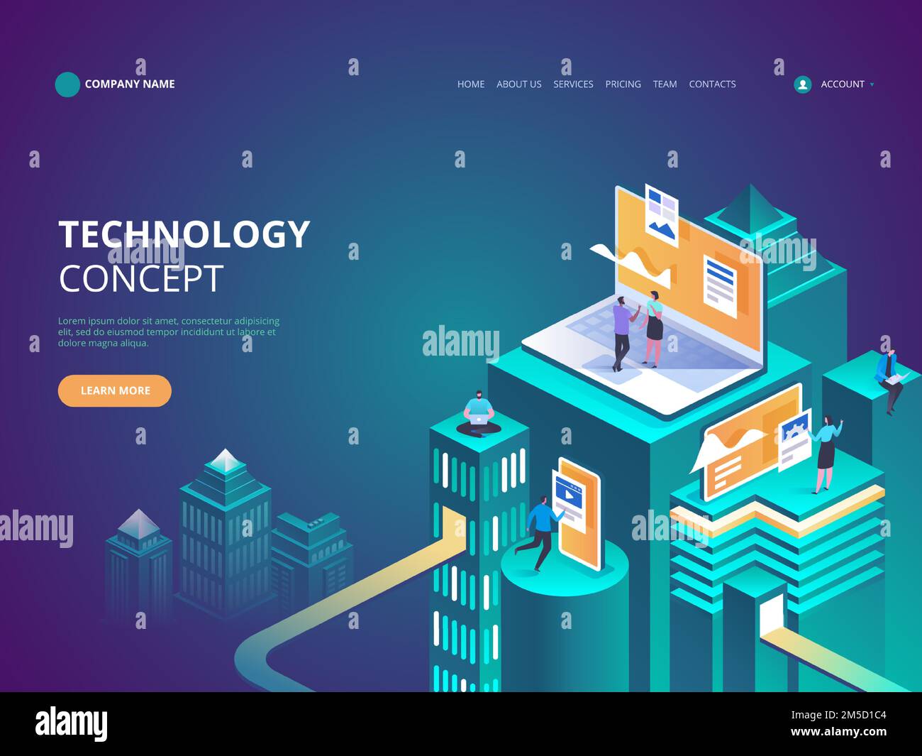 Isometric technology concept. IT services. Online information. Internet ...