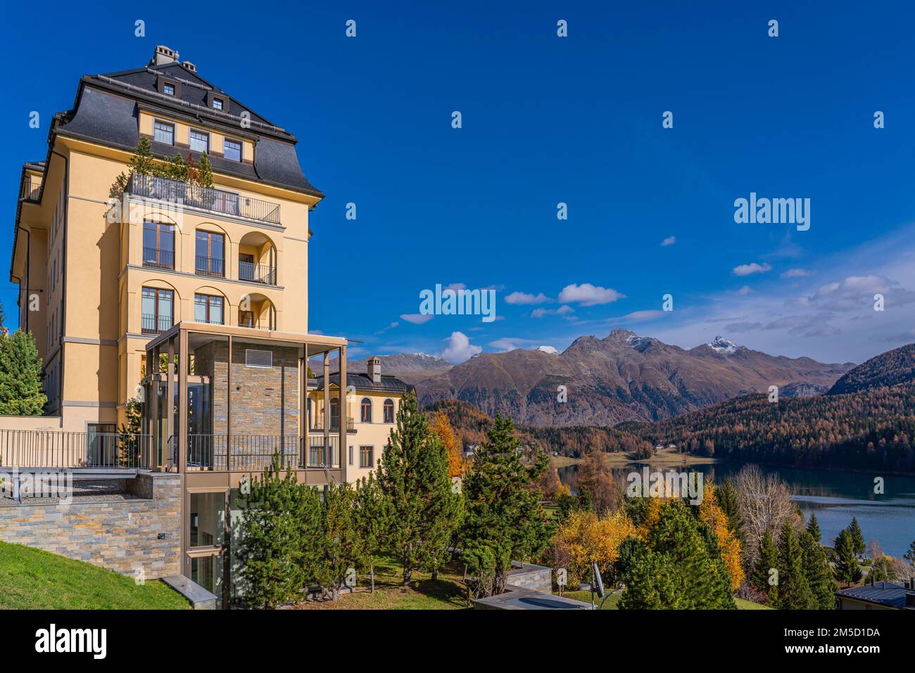 SANKT MORITZ, SWITZERLAND - OCTOBER 28,2022: Building in St. Moritz at ...