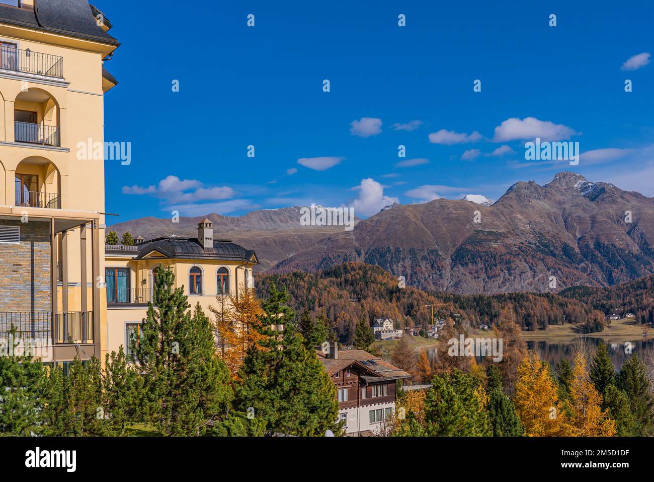 SANKT MORITZ, SWITZERLAND - OCTOBER 28,2022: Building in St. Moritz at ...