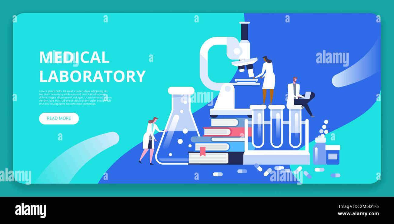 Medical laboratory research with microscope, science glass test tube ...