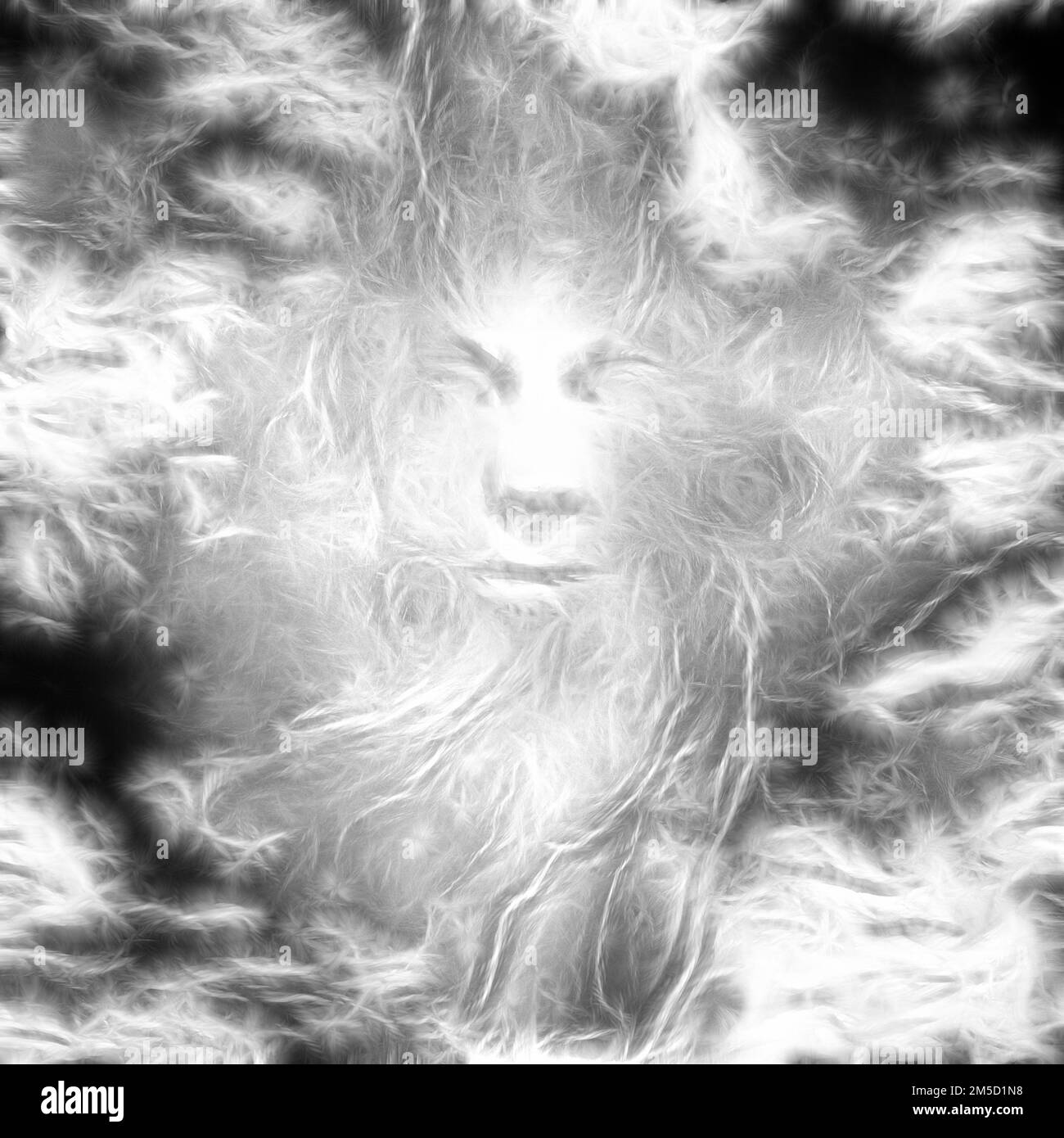 Surreal digital art. Ghost face in the clouds. 3D rendering Stock Photo ...