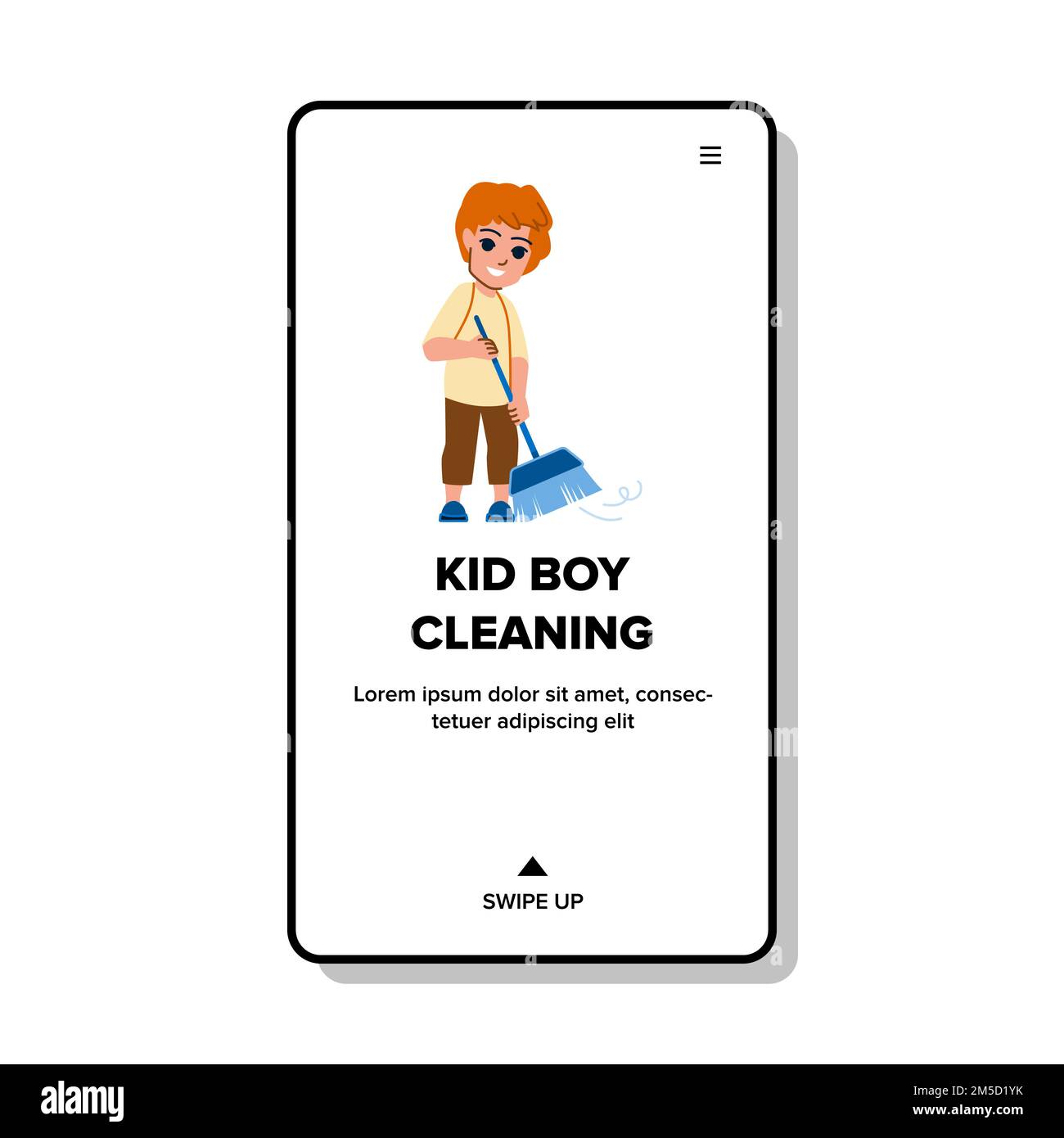 kid boy cleaning vector Stock Vector Image & Art - Alamy