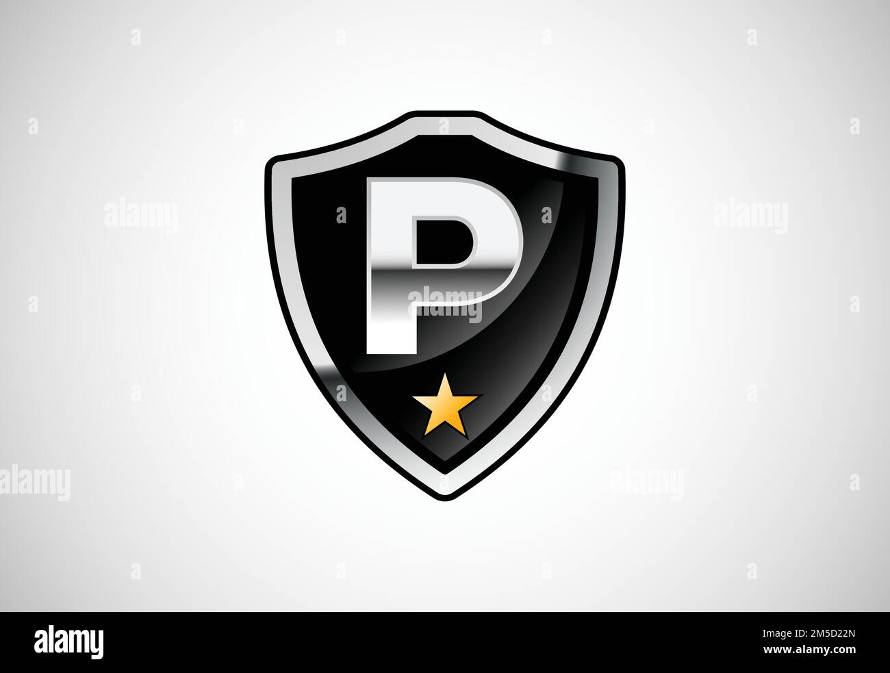 Initial letter P with shield icon logo design vector illustration ...