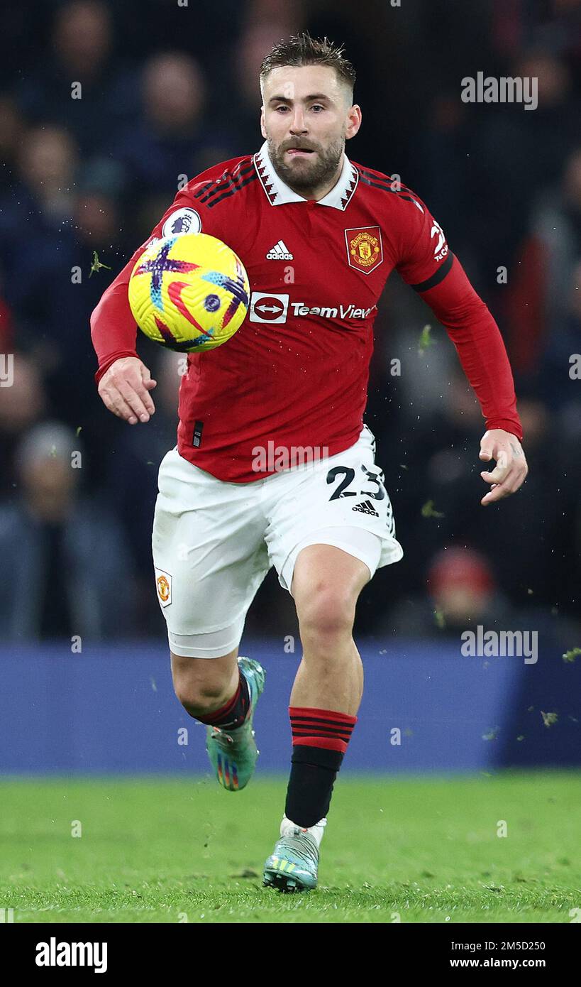 Manchester, England, 27th December 2022. Luke Shaw of Manchester United ...