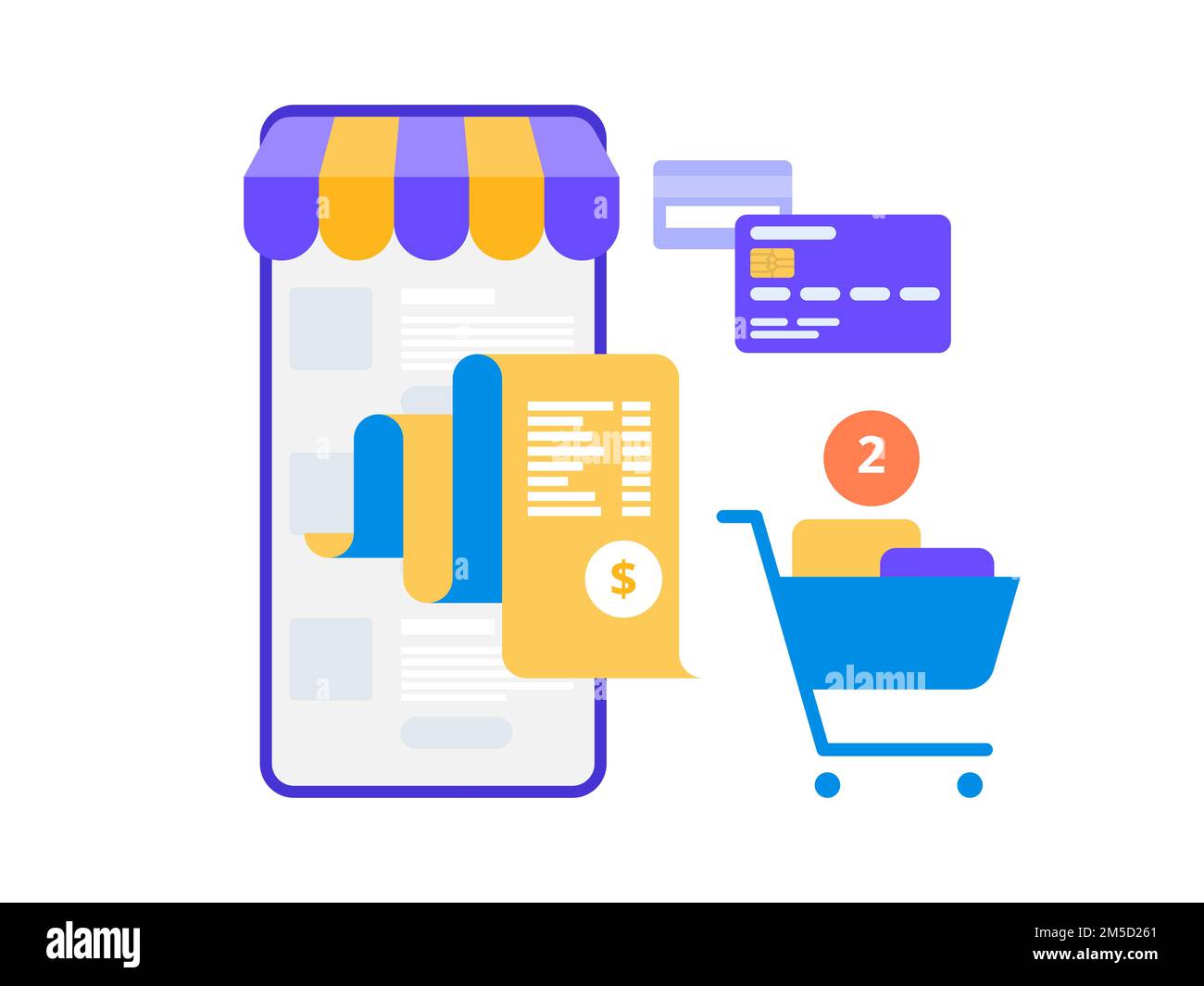 Electronic bill payment flat vector concept of mobile payment, shoping, banking Stock Vector ...
