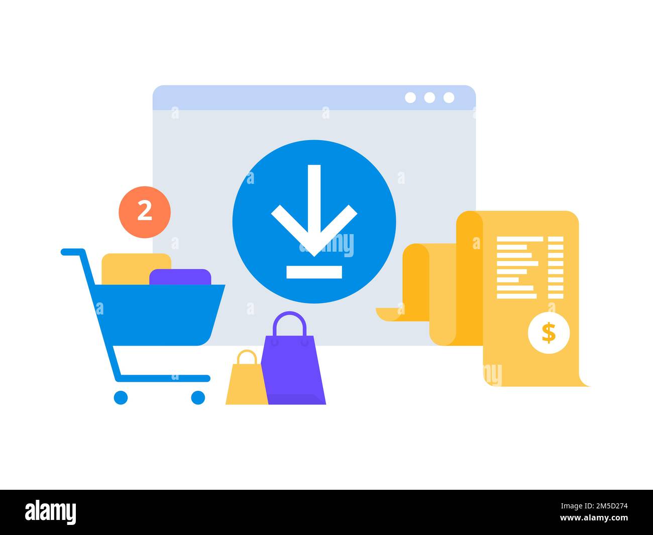Online digital invoice. Mobile app with invoice bill paper and shopping ...