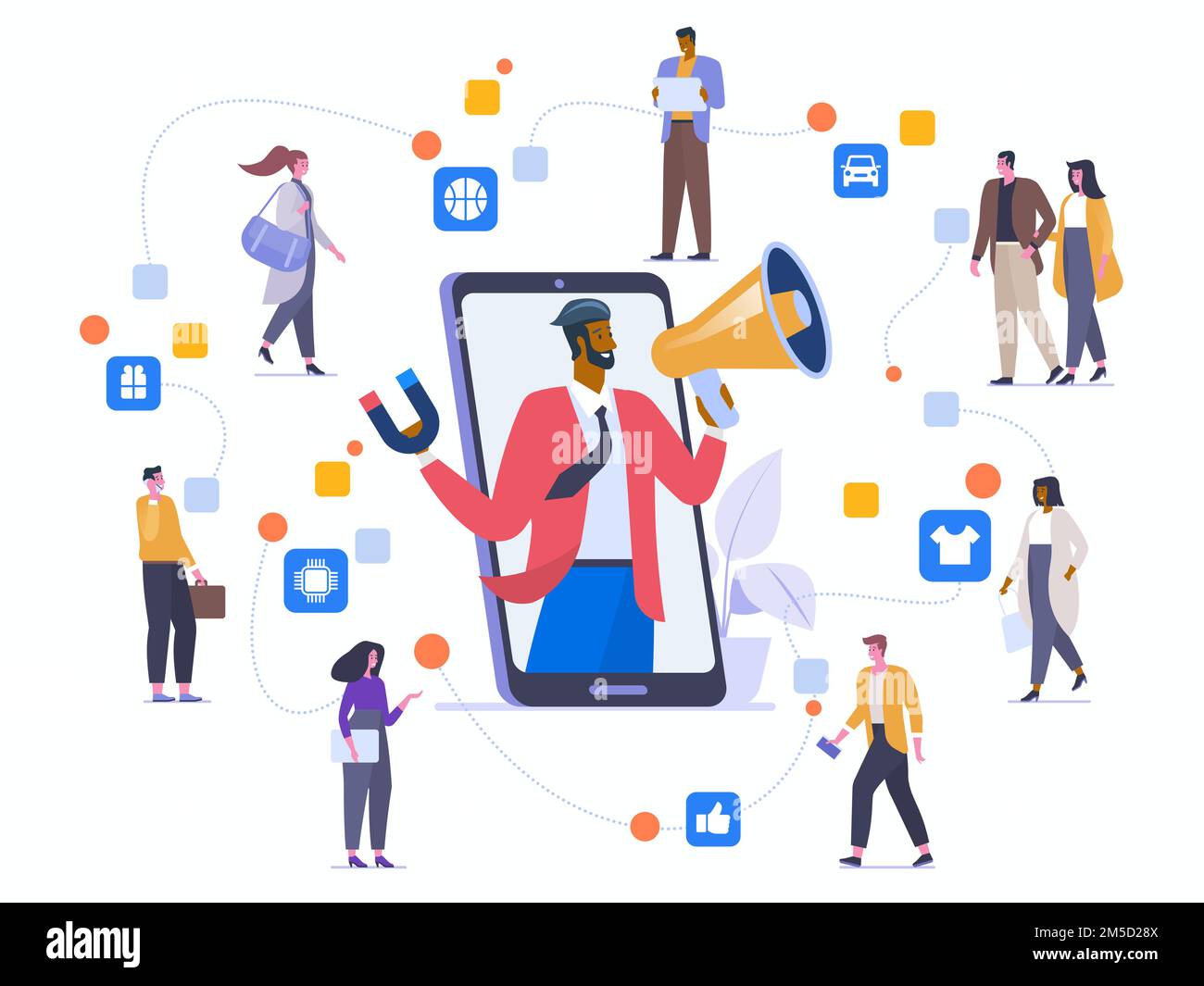 Word of mouth marketing flat vector illustration. Friends communicating ...