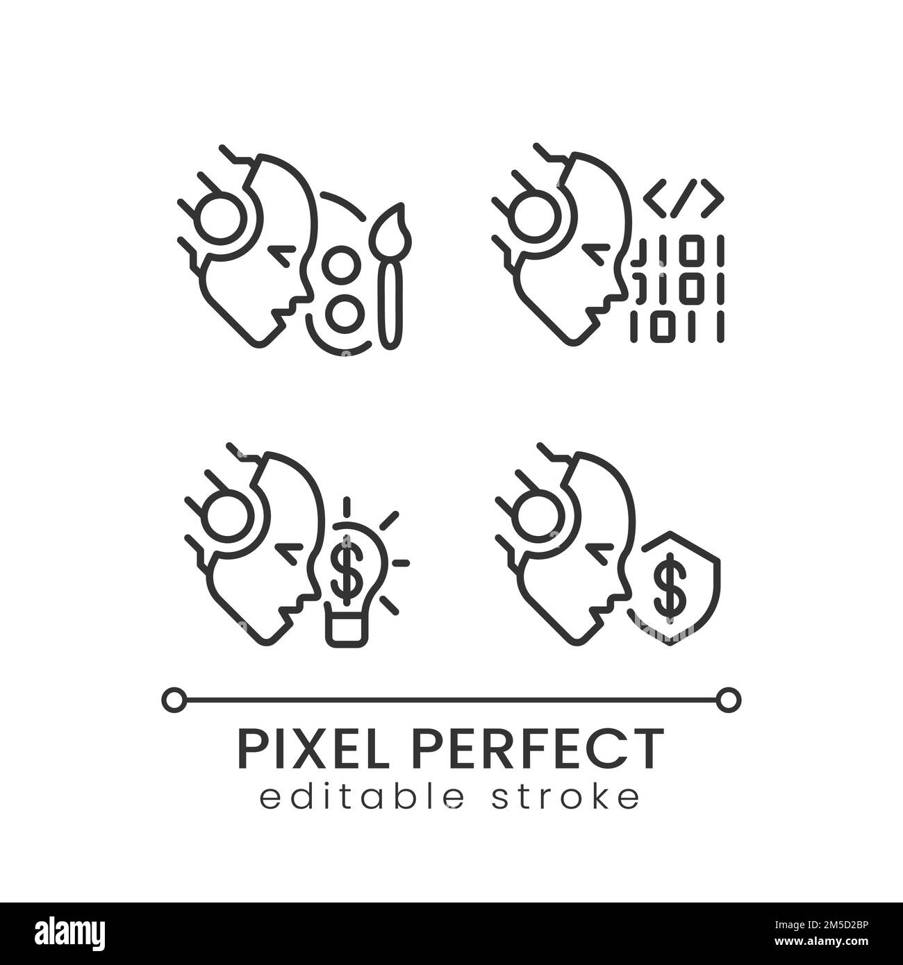 Thin line icons artificial intelligence hi-res stock photography and images - Alamy