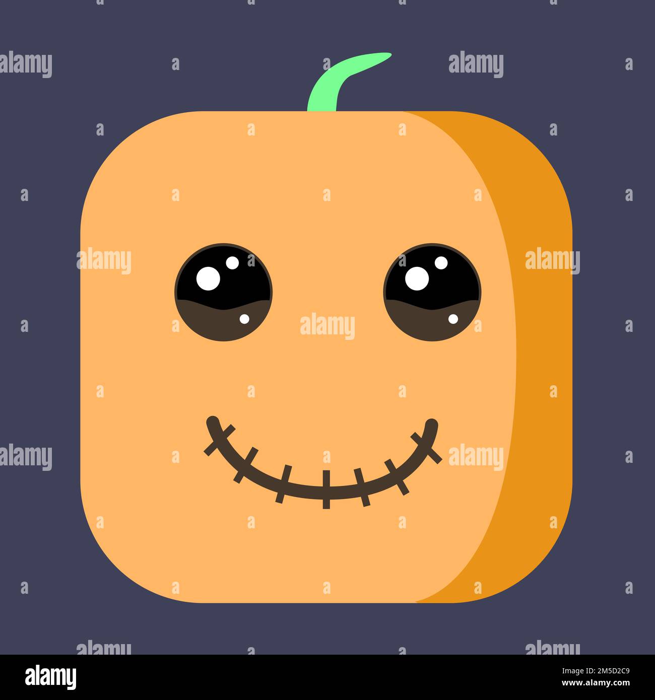 a Simple vector square flat art cartoon pumpkin head icon Stock Vector ...