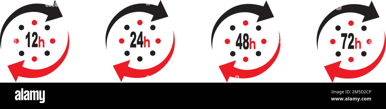 Different clock hours with arrows, the symbols of work time isolated on ...