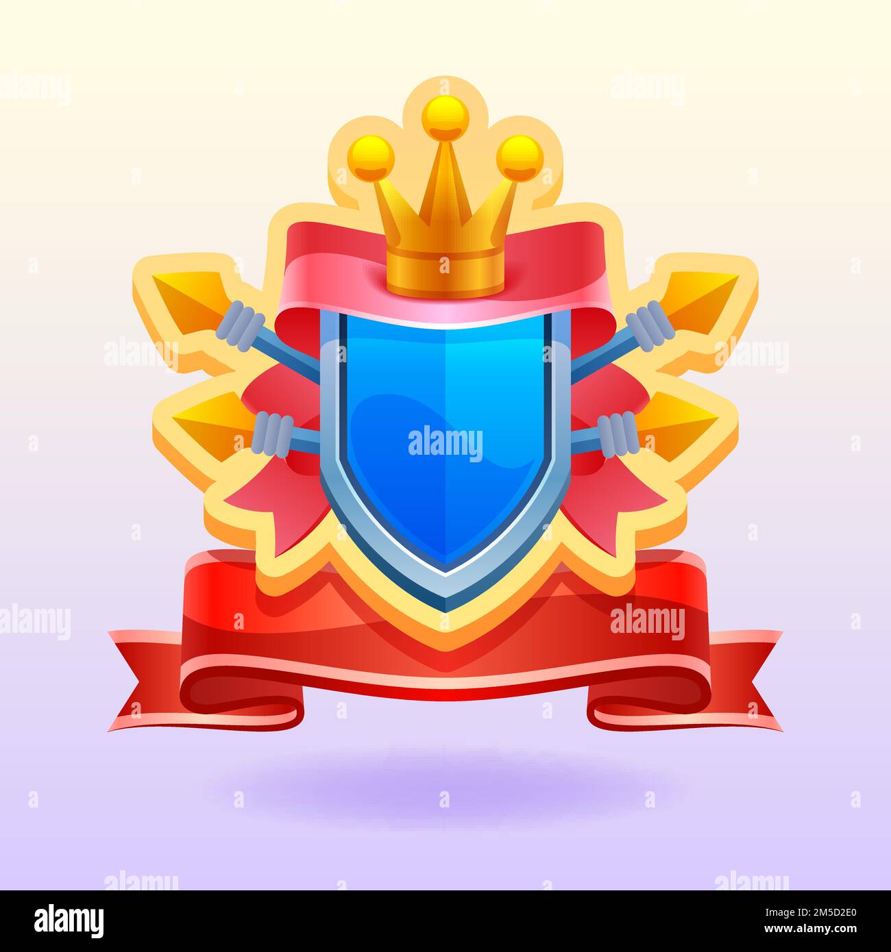 Game elements. Shield with crown and ribbon. Victory icon. Vector ...