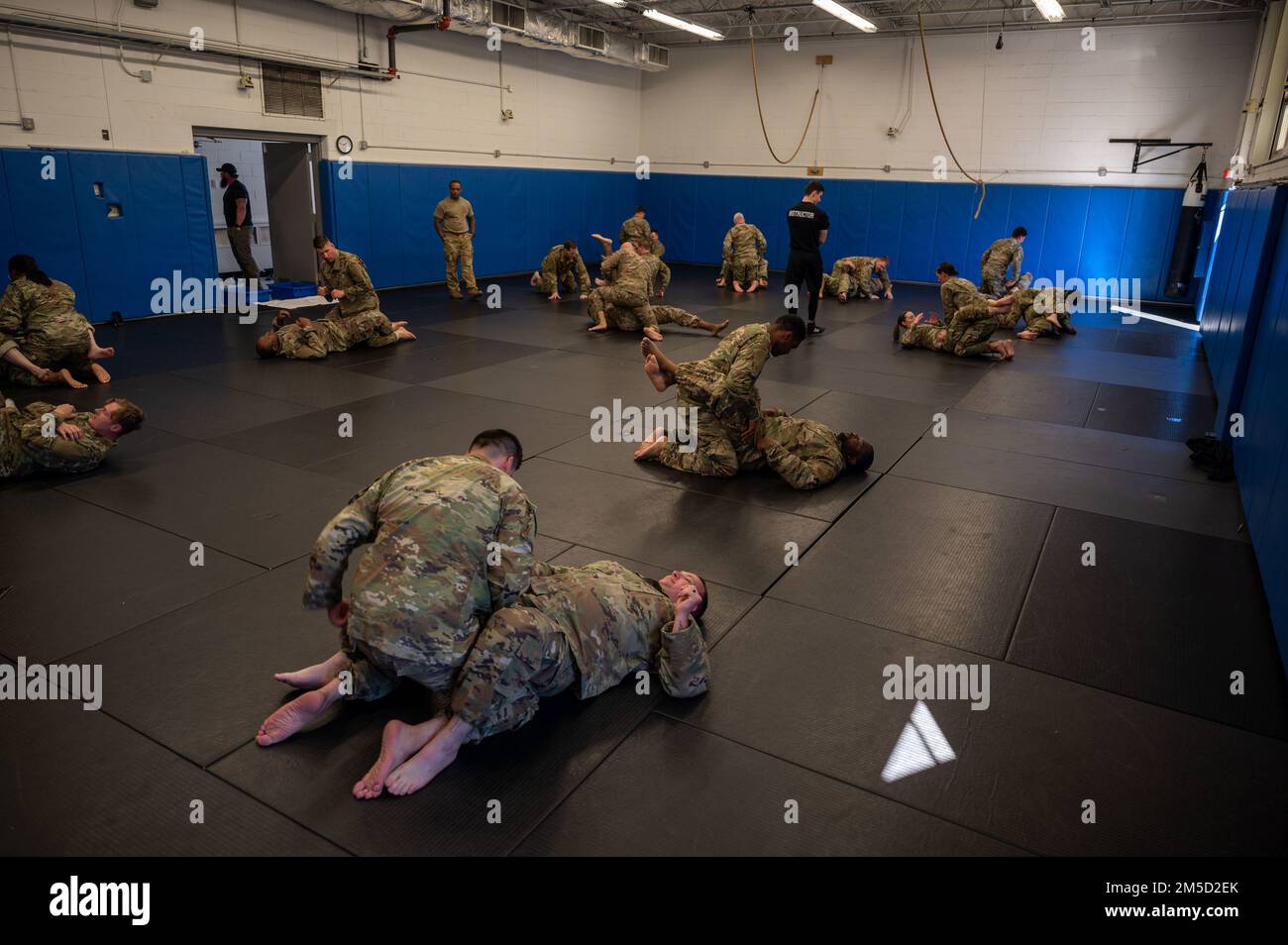 U.S. Air Force Airmen participate in combatives training during Field ...