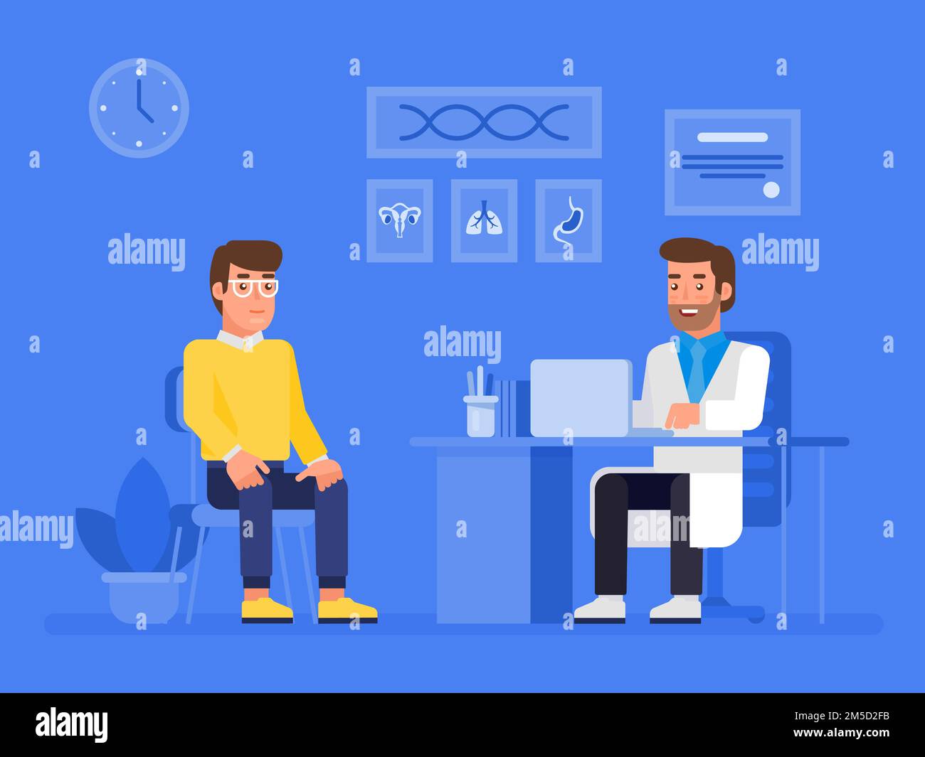 Doctor and patient concept banner with characters. Patient consultation ...