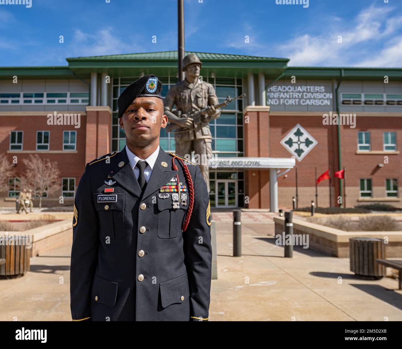 Staff Sgt. Destin Florence, platoon sergeant assigned to Division Artillery, 4th Infantry ...