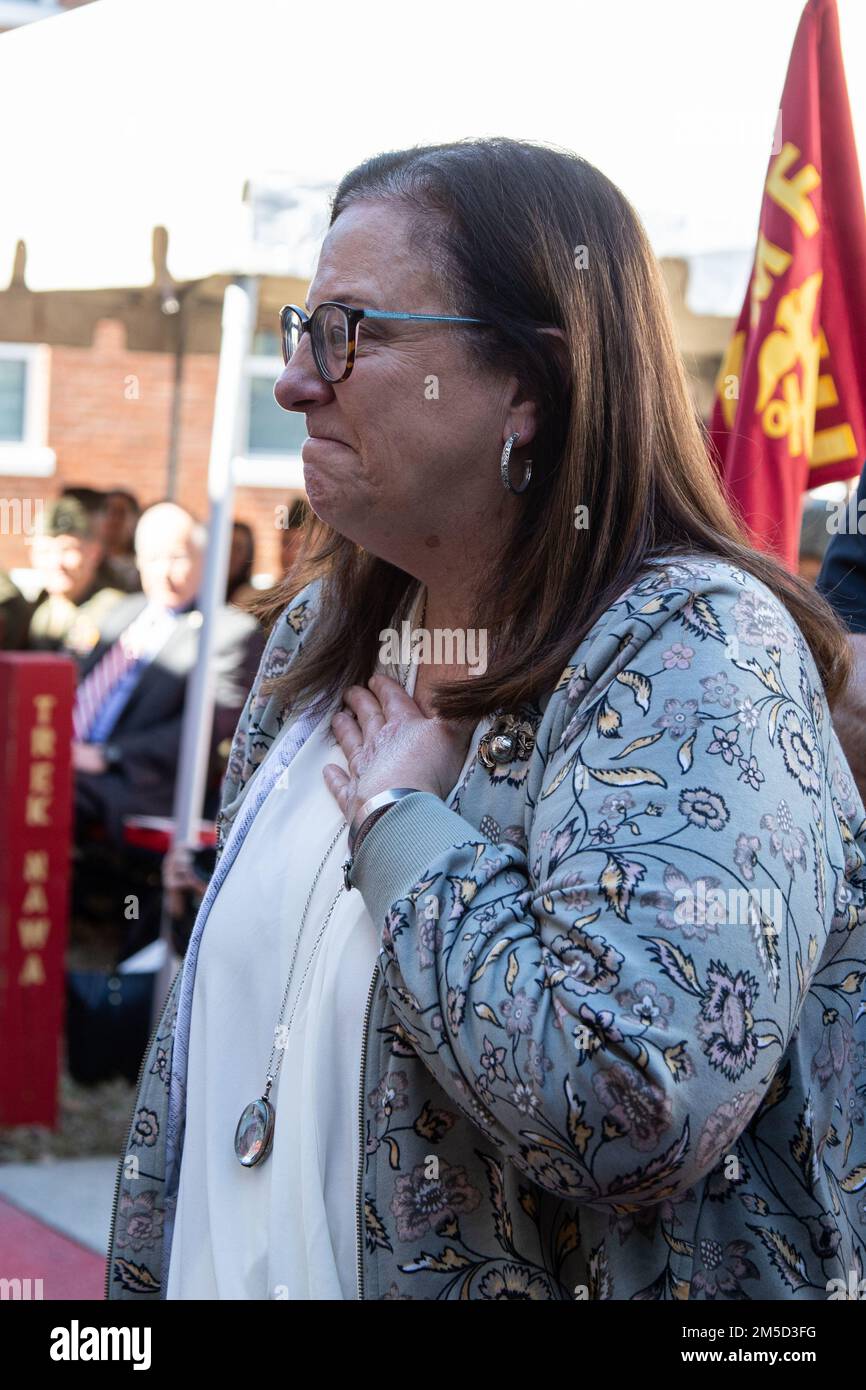Nancy Childers honors her son, Lance Cpl. Cody Childers in a ceremony ...