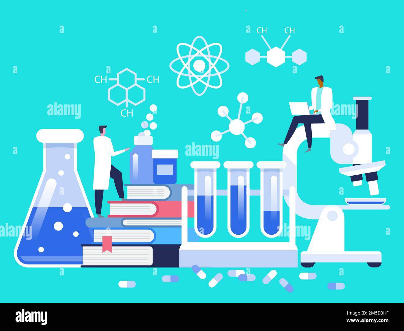 Research laboratory. Scientist working at laboratorium. Man and woman ...