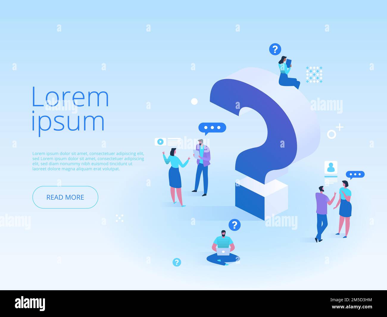 Question mark landing page template. Business people asking questions ...
