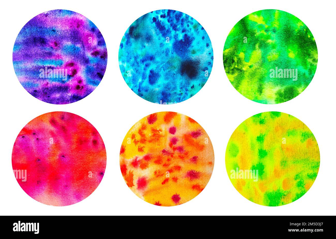 Set of abstract watercolor rainbow colorful circles Stock Photo - Alamy
