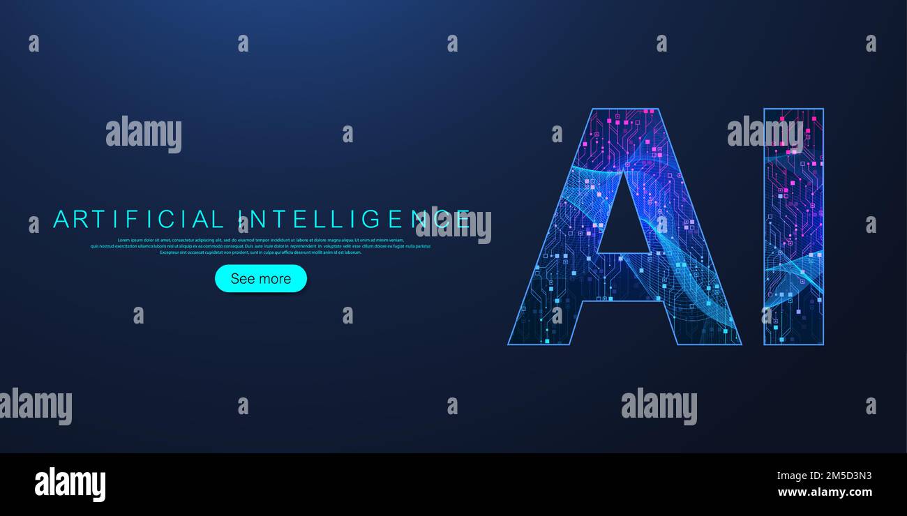 Artificial intelligence and machine learning concept futuristic vector ...