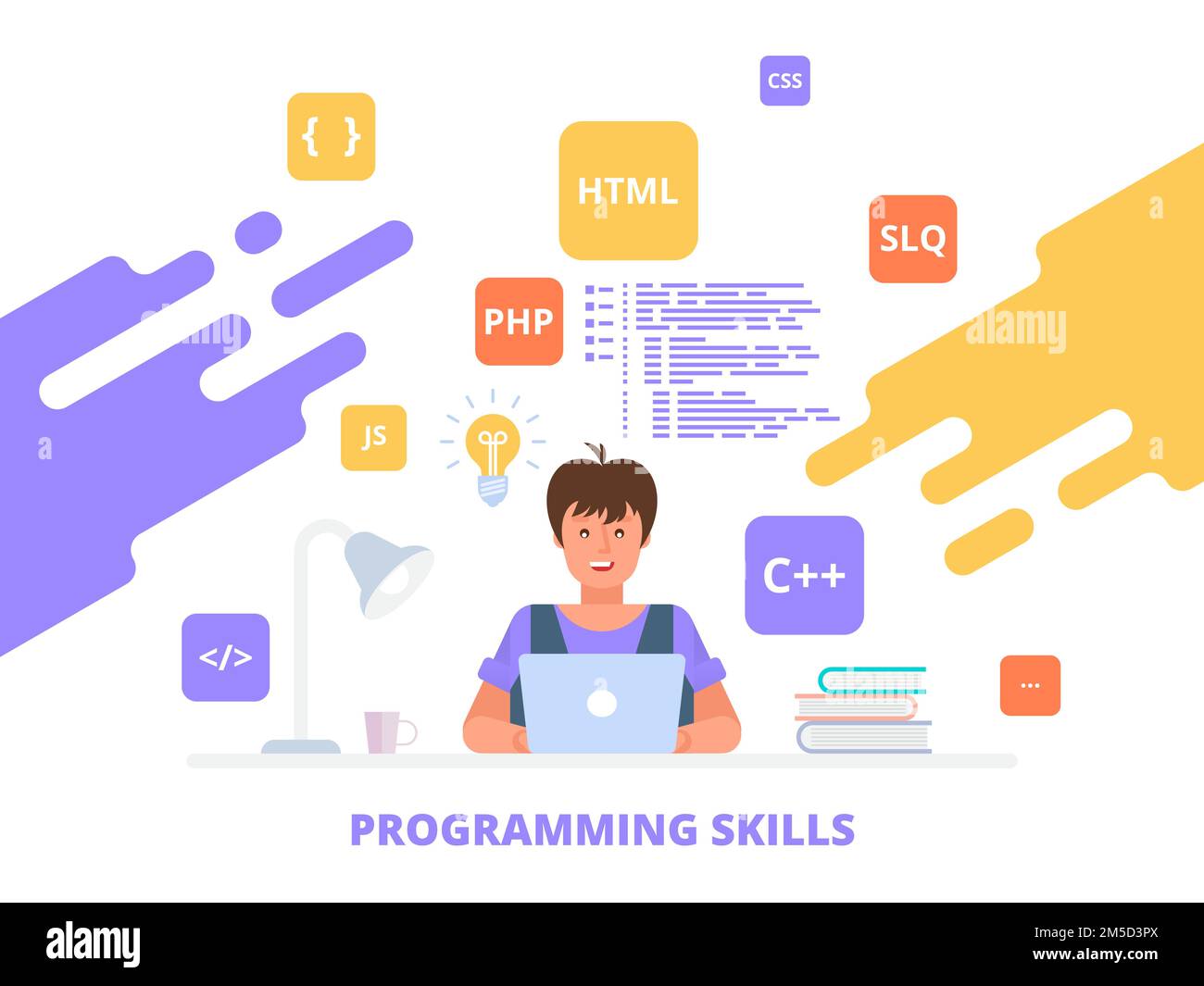 Programming skills Working programmer, software development Flat vector ... Programming skills Working programmer, software development Flat vector ...