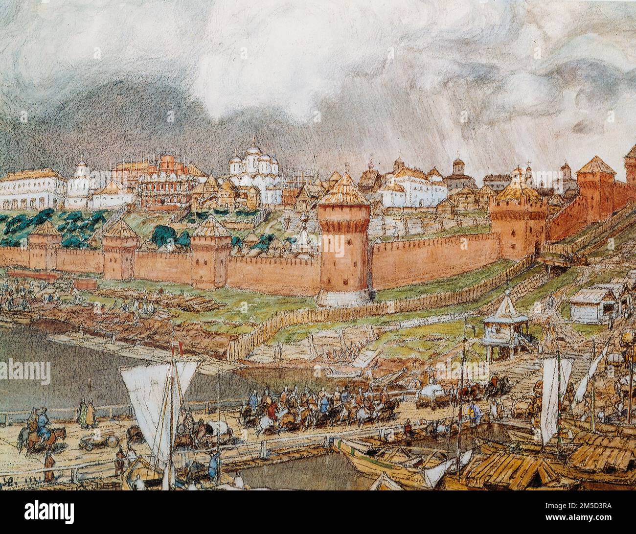 Painting By Russian Artist Apollinary Vasnetsov. Moscow - View Of Moscow Kremlin Under Ivan Iii ...
