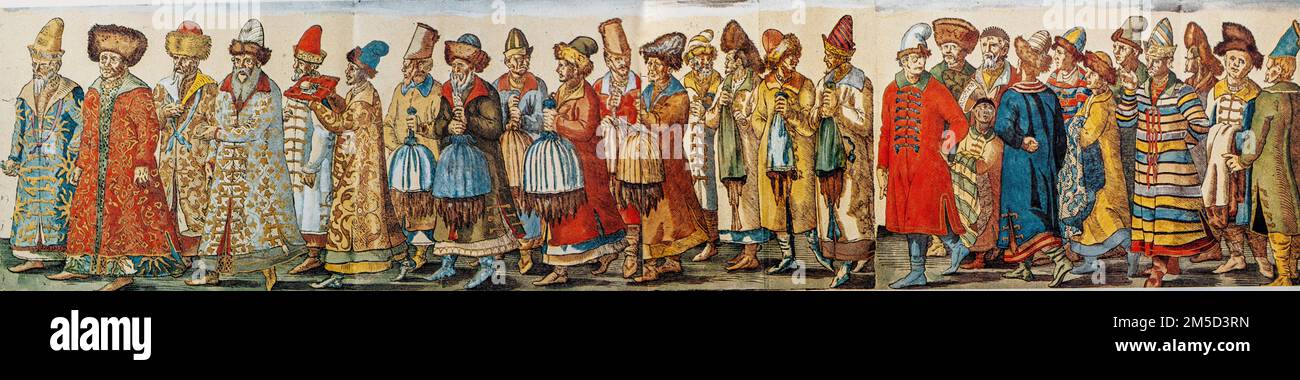 Russian Embassy Of Sugorsky To Emperor Maximilian Ii. Colored Engraving ...