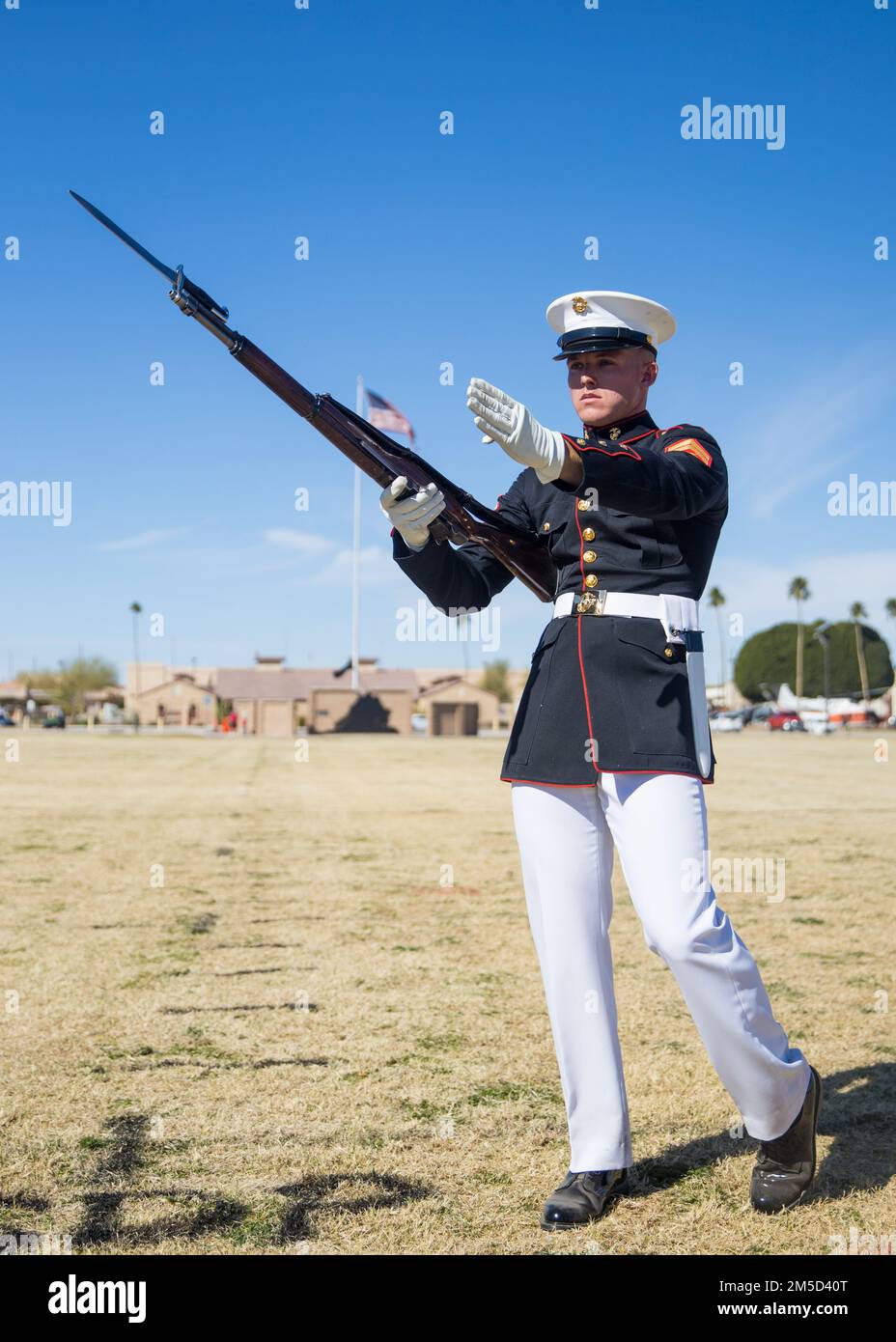 U.S. Marine Corps Cpl. Landon Johnson with the Silent Drill Platoon ...